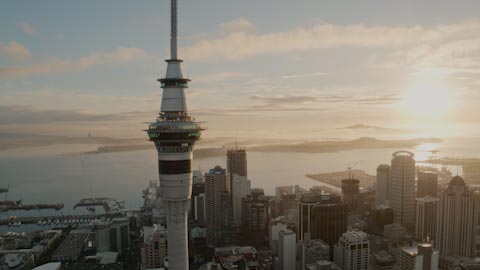 Rise up the sky tower at dawn