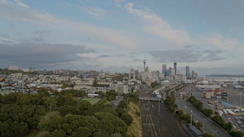 Reveal of Auckland CBD from the east